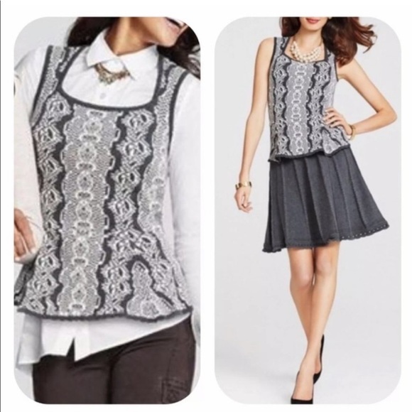 CAbi | Tops | Cabi Shell Knit Lace Print Peplum Vest Top | Poshmark